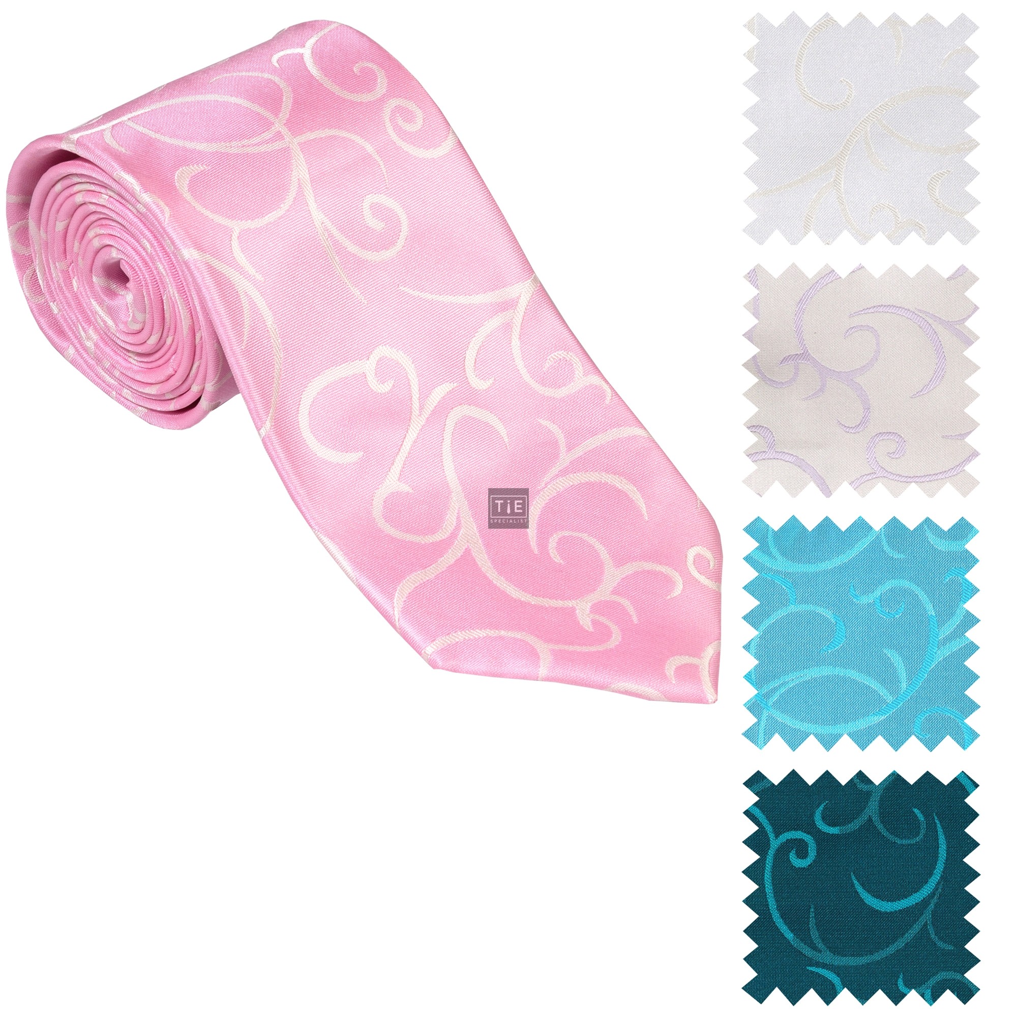 Modern Scroll Wedding Tie Formal Tuxedo Tie - Traditional or Slim Width